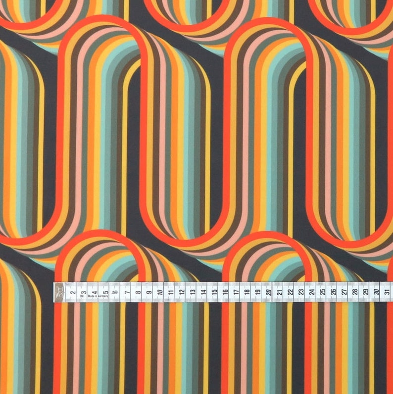 Geometric Vintage Retro 60s Wave Pattern Upholstery Furnishing - Etsy