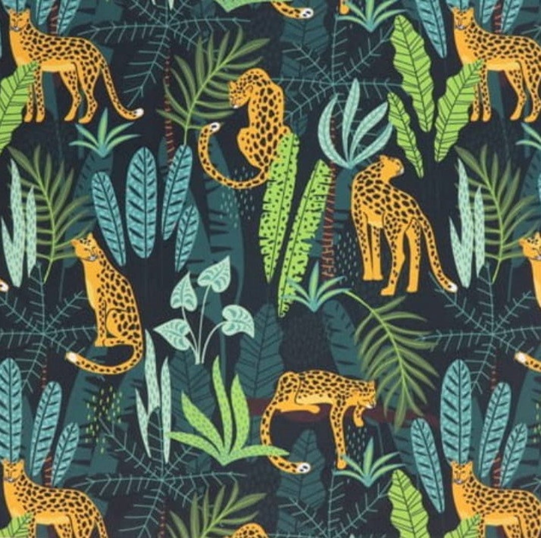 Leopards Jungle Animal Cotton Furnishing Fabric Sold by Half a Meter - Etsy