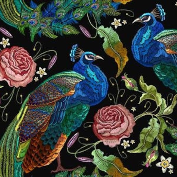 Peacock Print Fabric - Etsy