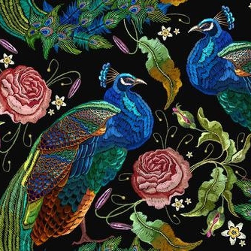 Peacock Print Fabric - Etsy