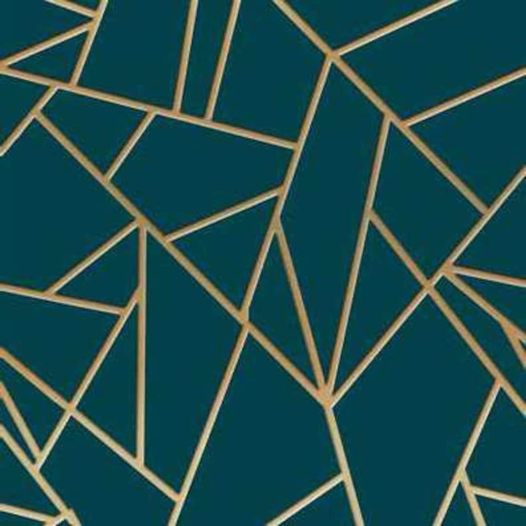 Teal Gold Stripes Geometric Home Decor Upholstery Woven Fabric Sold by ...