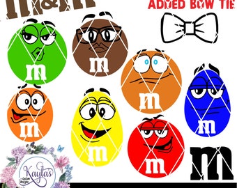 M and m face svg | Etsy