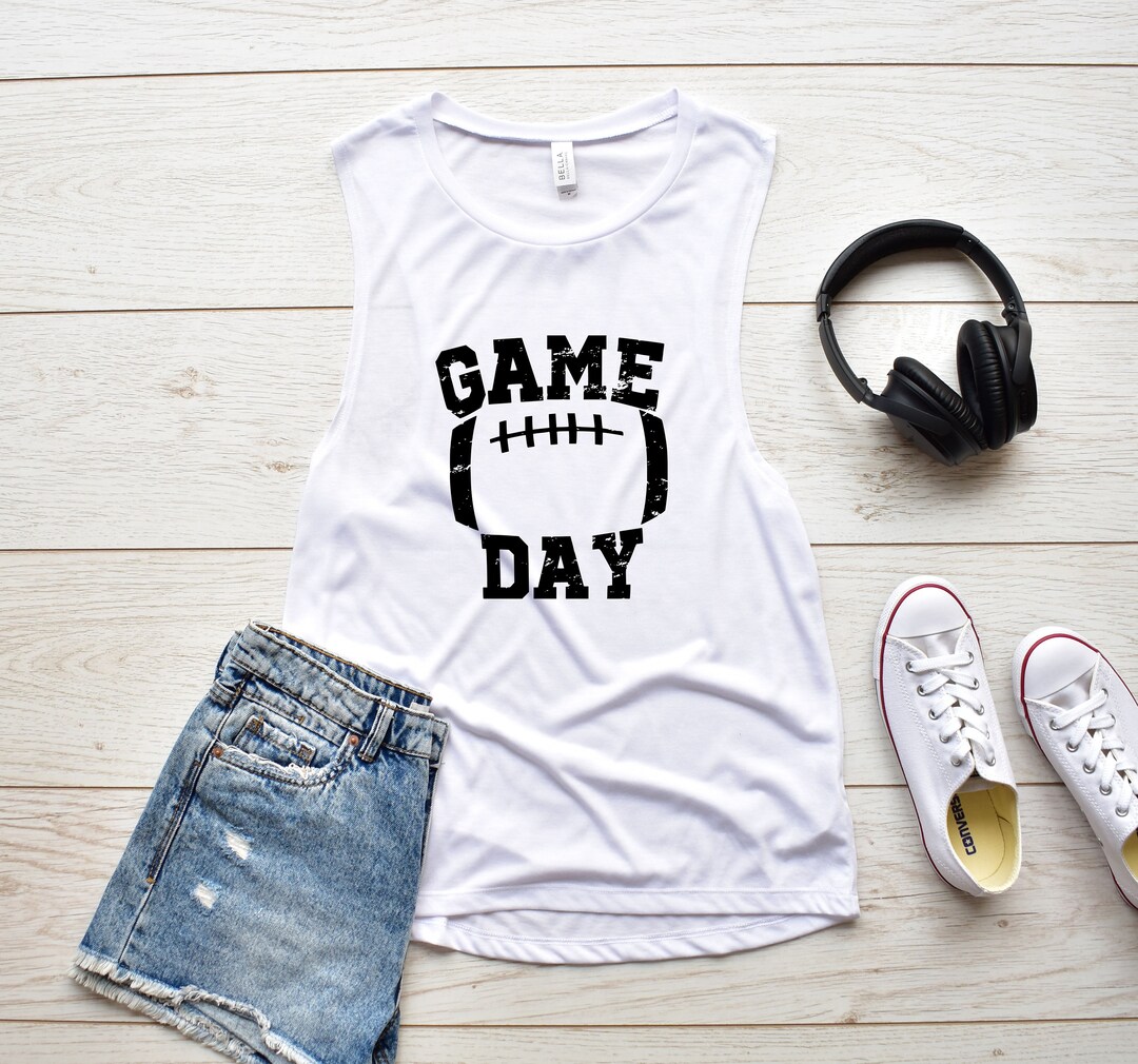 Game Day Distressed Women's Flowy Muscle Tank Top, Football Shirts ...