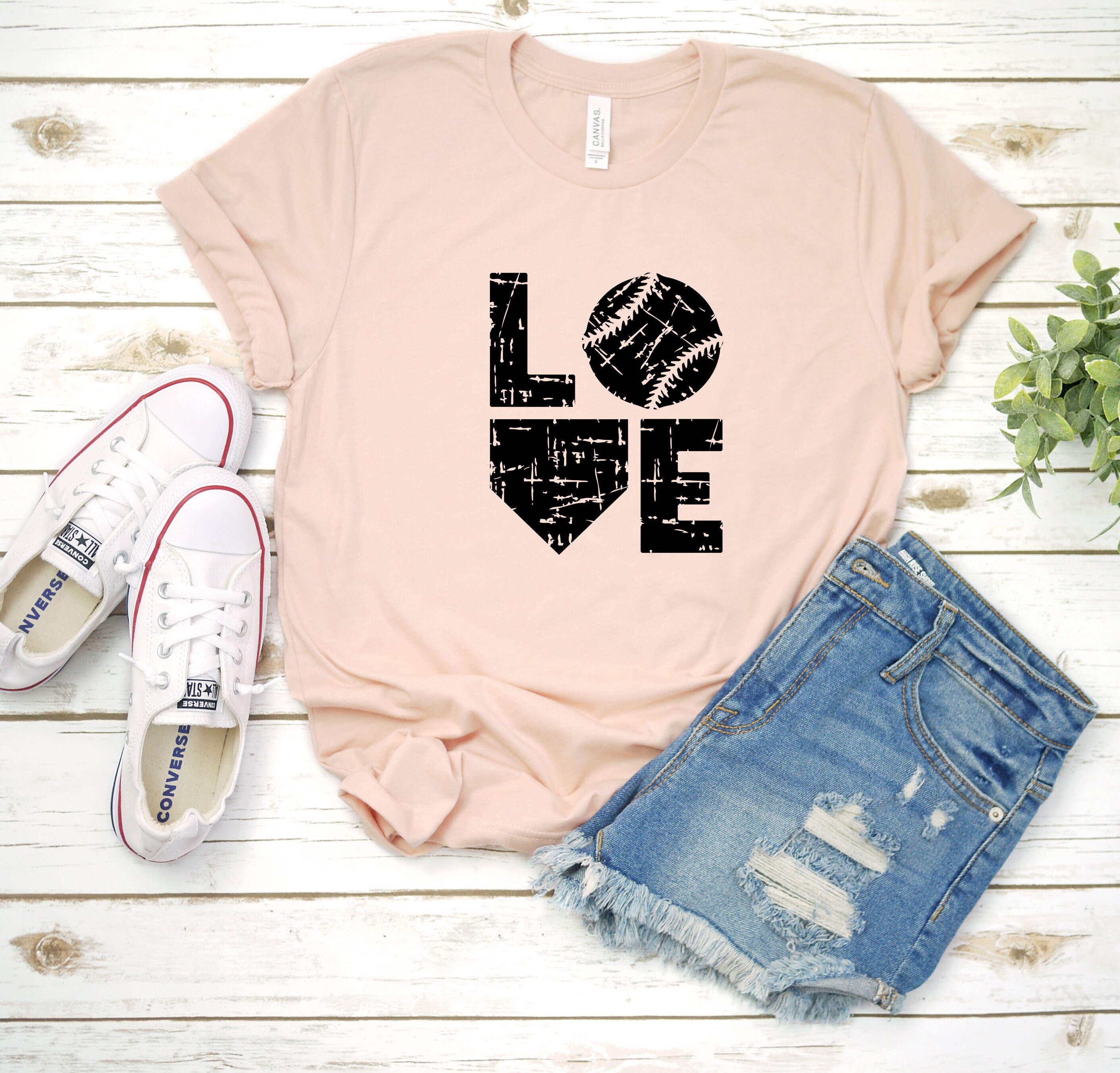 LOVE Baseball Distressed T-shirt, Baseball Mom Shirt, Women's Baseball ...