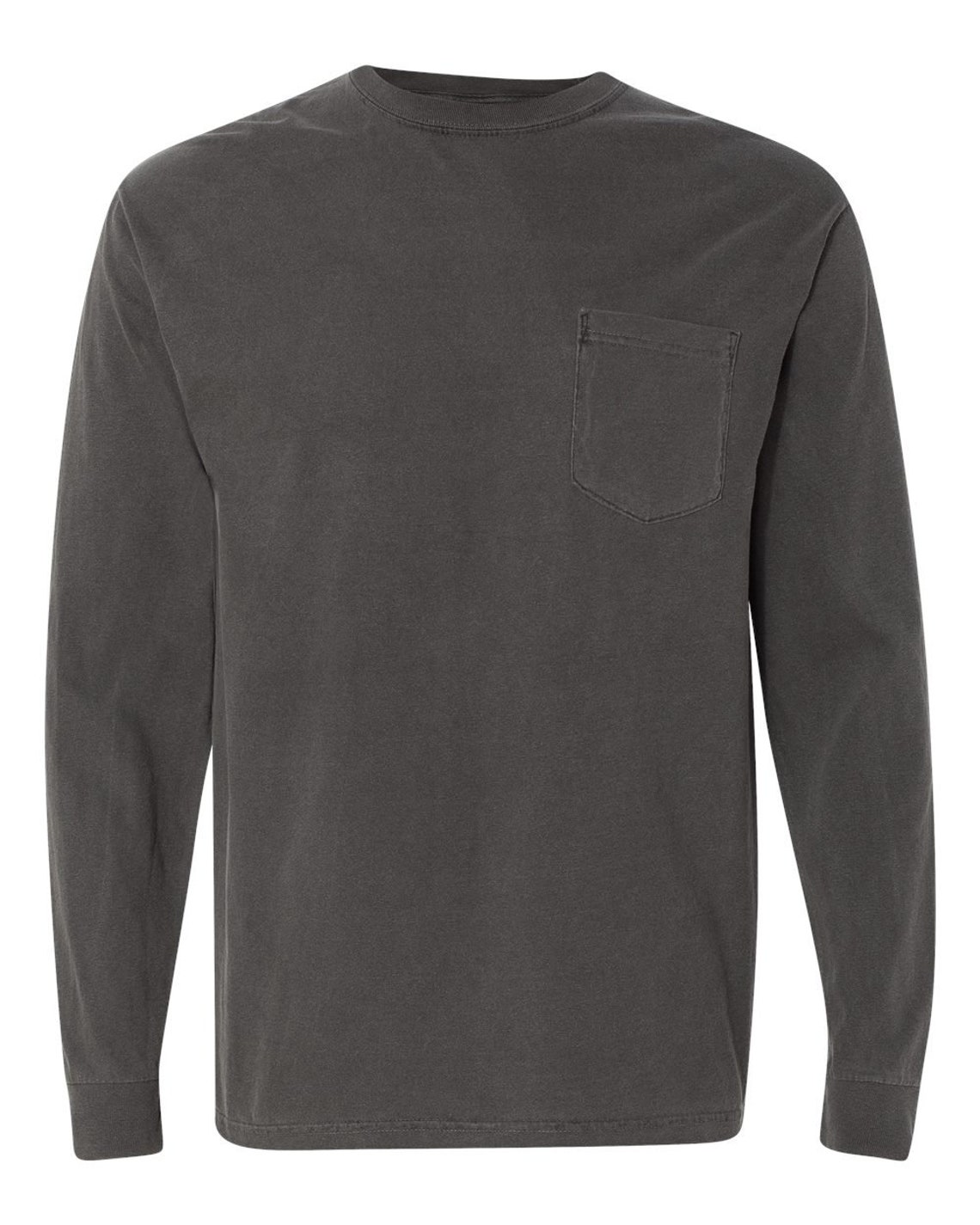 Custom Text on Pocket + Back Long Sleeve T-shirt Tee, Comfort Colors ...