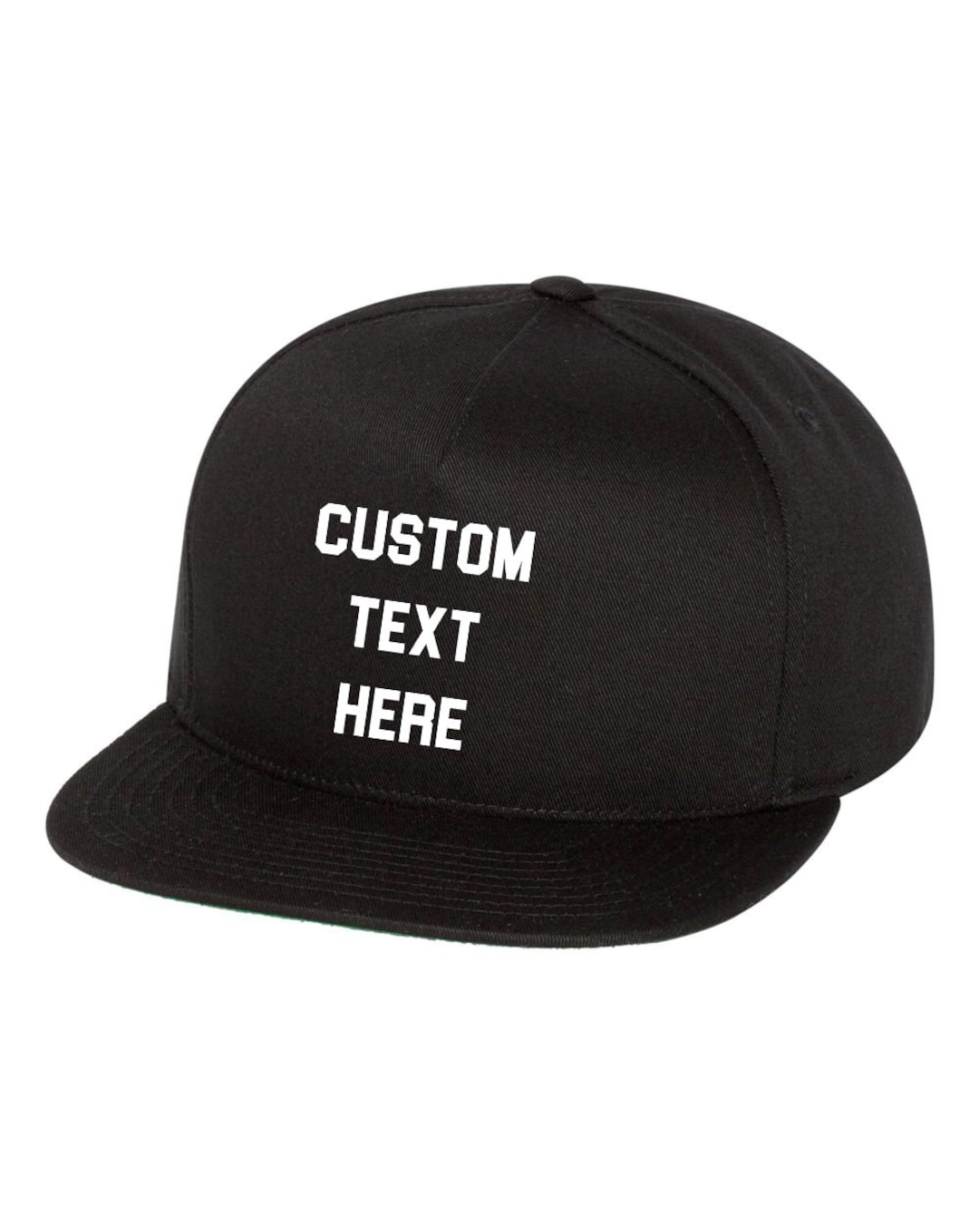 Your Text Here Front + Back Custom Snapback Hat Cap, Five Panel Flat ...