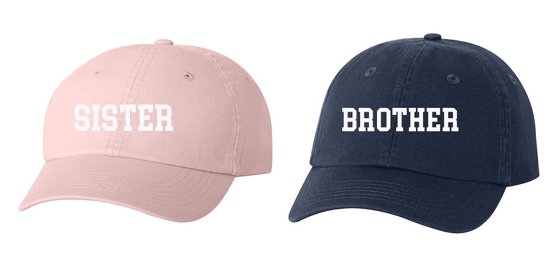 Brother & Sister College Font Youth Size Hat Cap, Unstructured Baseball ...