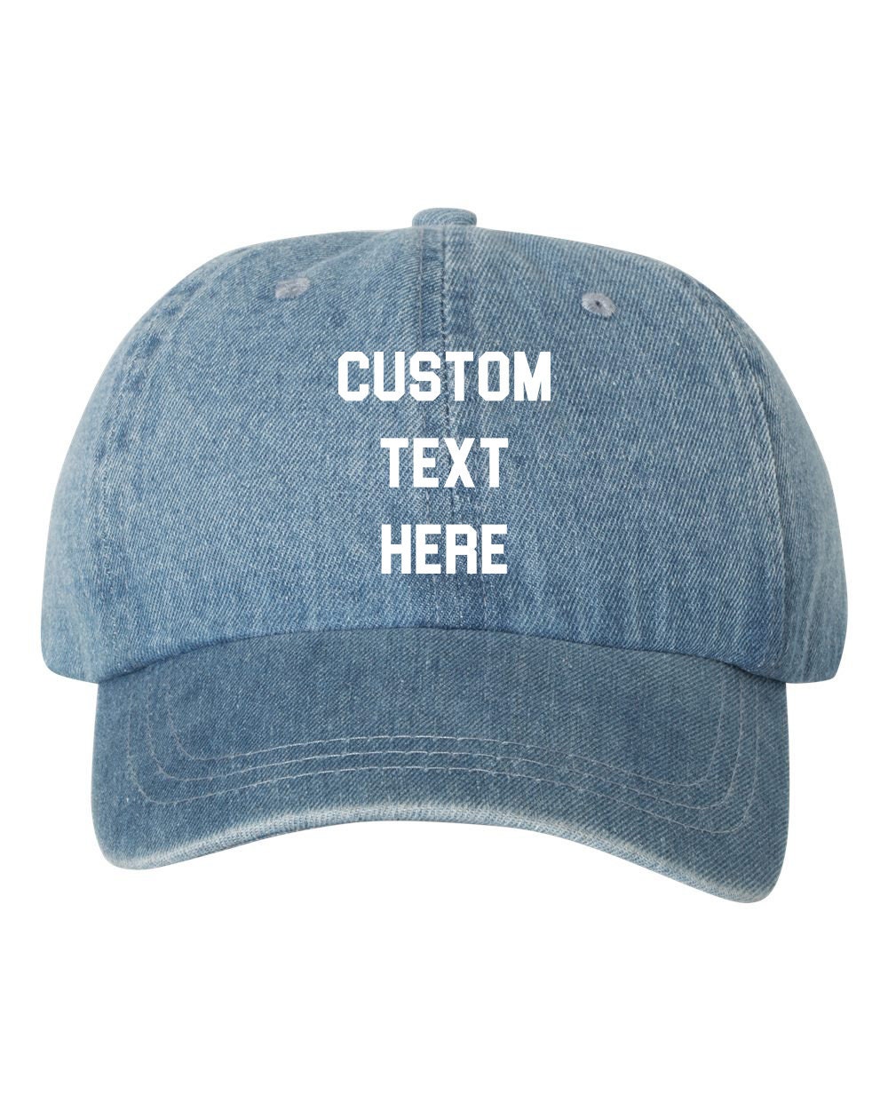 Your Text Here Custom Blue Denim Dad Hat Cap, Unstructured Baseball Cap ...