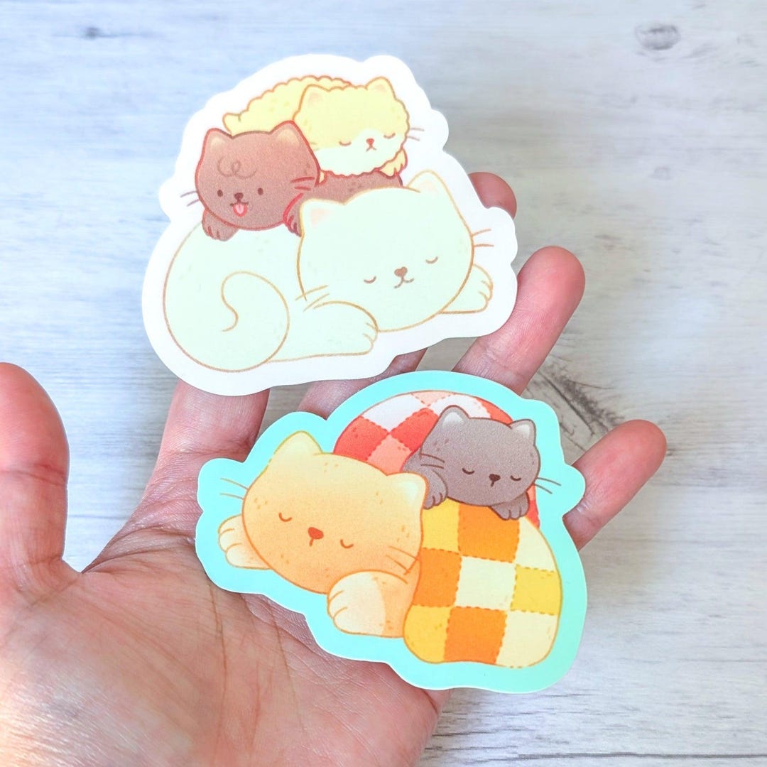 Cat Piles - Cute and Cozy Piles of Cuddling Cats - Waterproof Vinyl ...