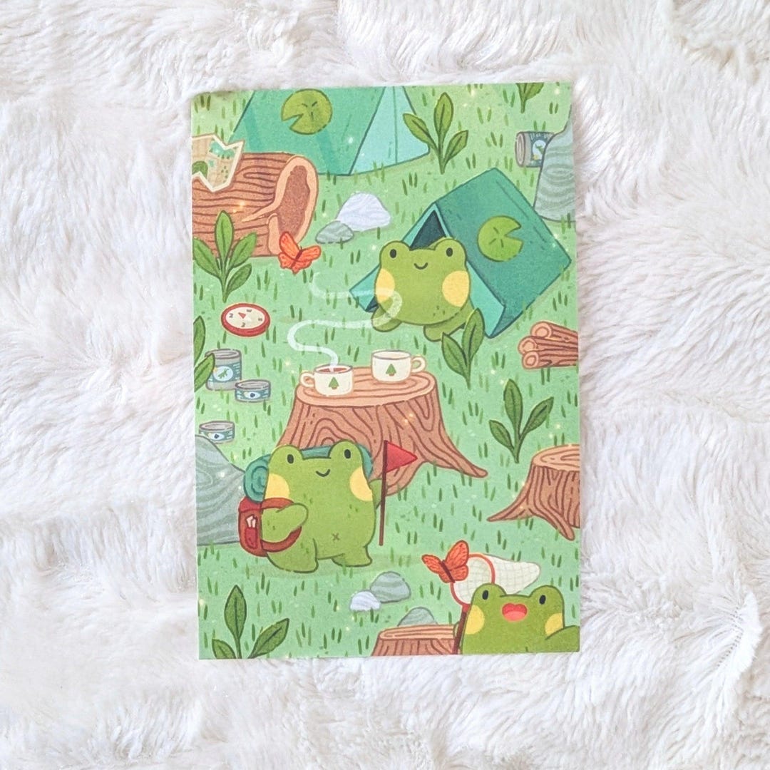 Camping Frogs - Cute Frogs in Nature - Snail Mail Print/postcard - Etsy