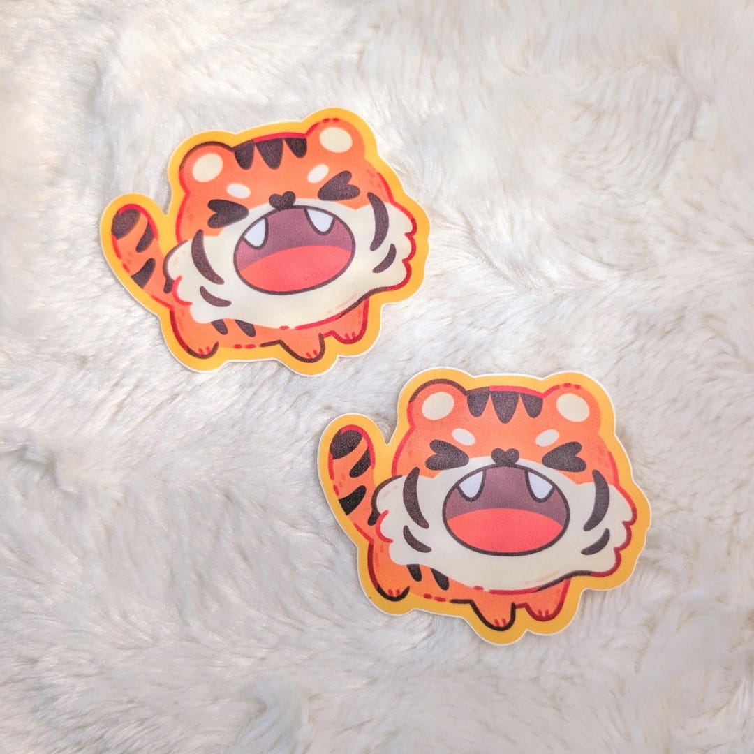 Angy Tiger - Cute Little Angry Tiger Waterproof Vinyl Stickers - Etsy