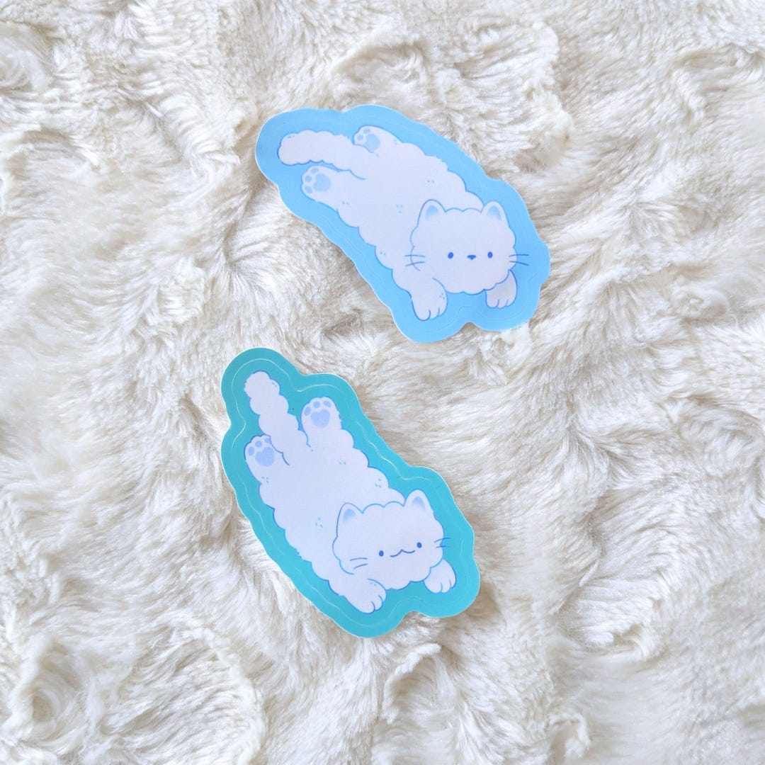 Cloudy Cats - Cute Fluffy Cloud Cats - Waterproof Vinyl Stickers - Etsy