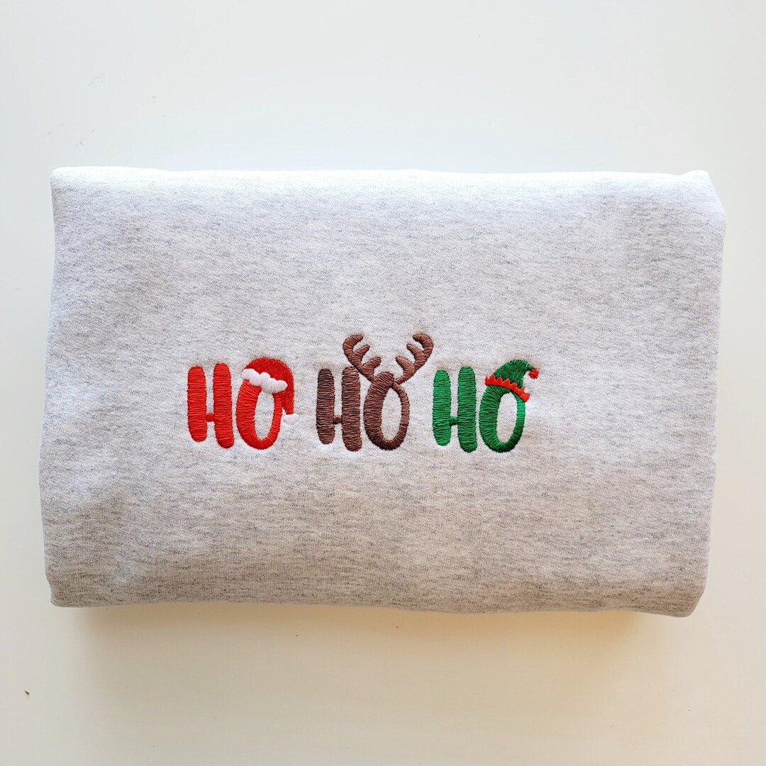 Embroidered Hohoho Christmas Sweatshirt, Ho Ho Ho Crewneck Shirt ...
