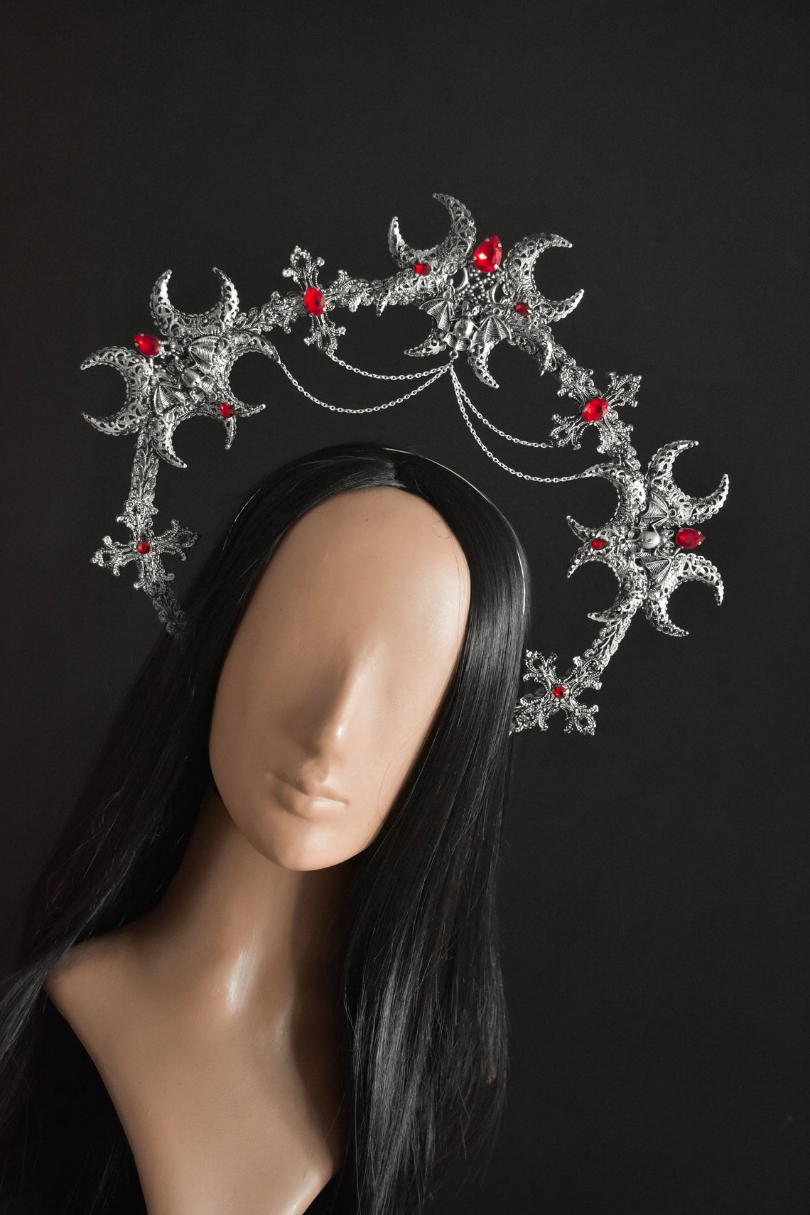 Vampire Crown, Gothic Crown, Witch Pagan Headpiece, Moon Headdress - Etsy
