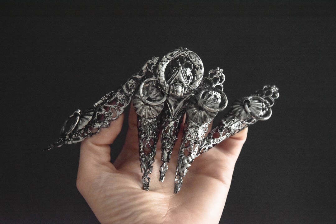 Long Claw Rings, Witch Claws, Silver Gold Finger Claw Rings, Gothic ...