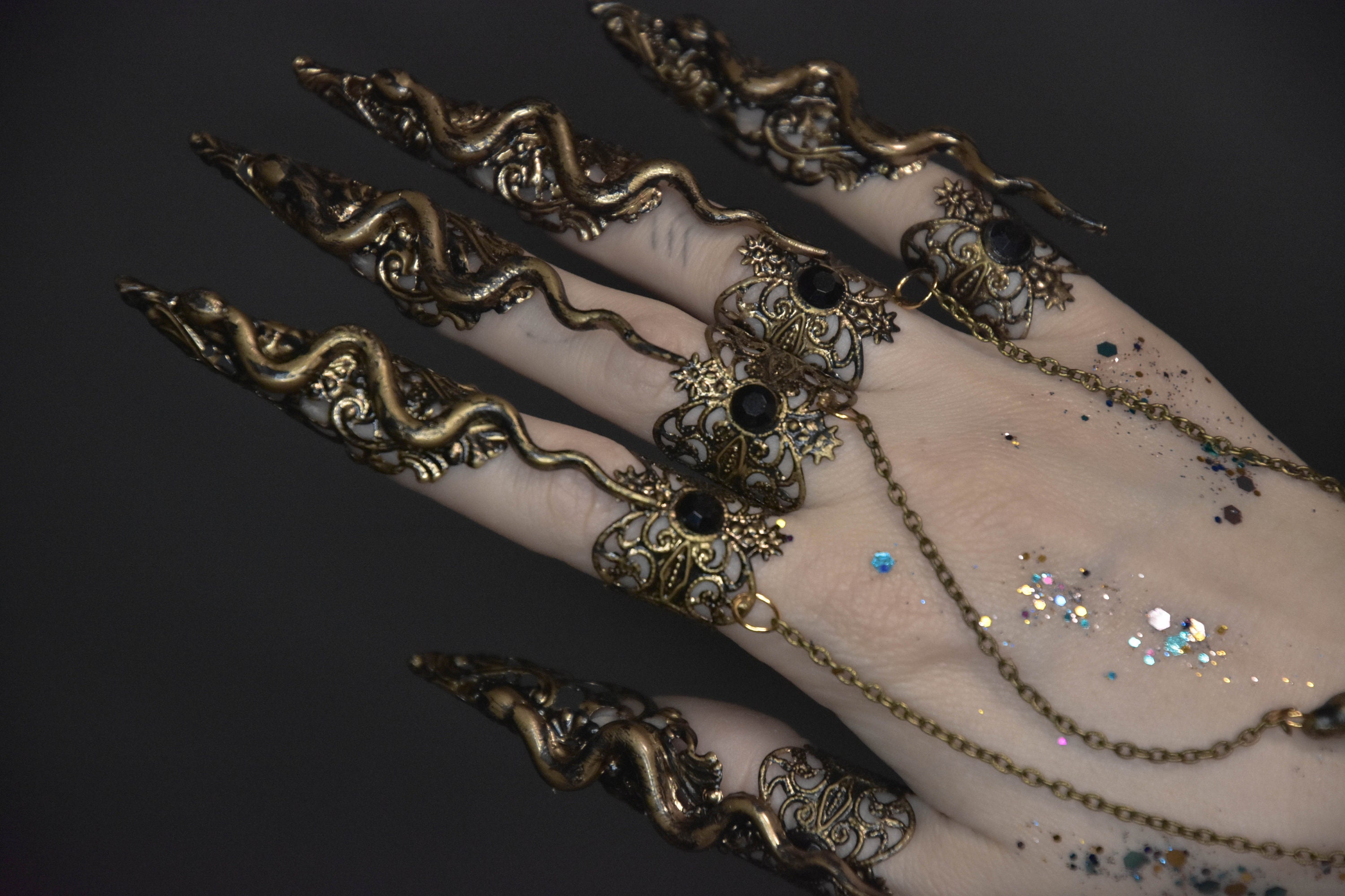 Medusa Hand Armor Snakes Claw Rings Set for One Hand Witch - Etsy