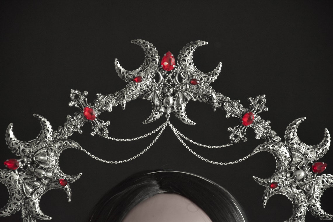 Vampire Crown, Gothic Crown, Witch Pagan Headpiece, Moon Headdress - Etsy