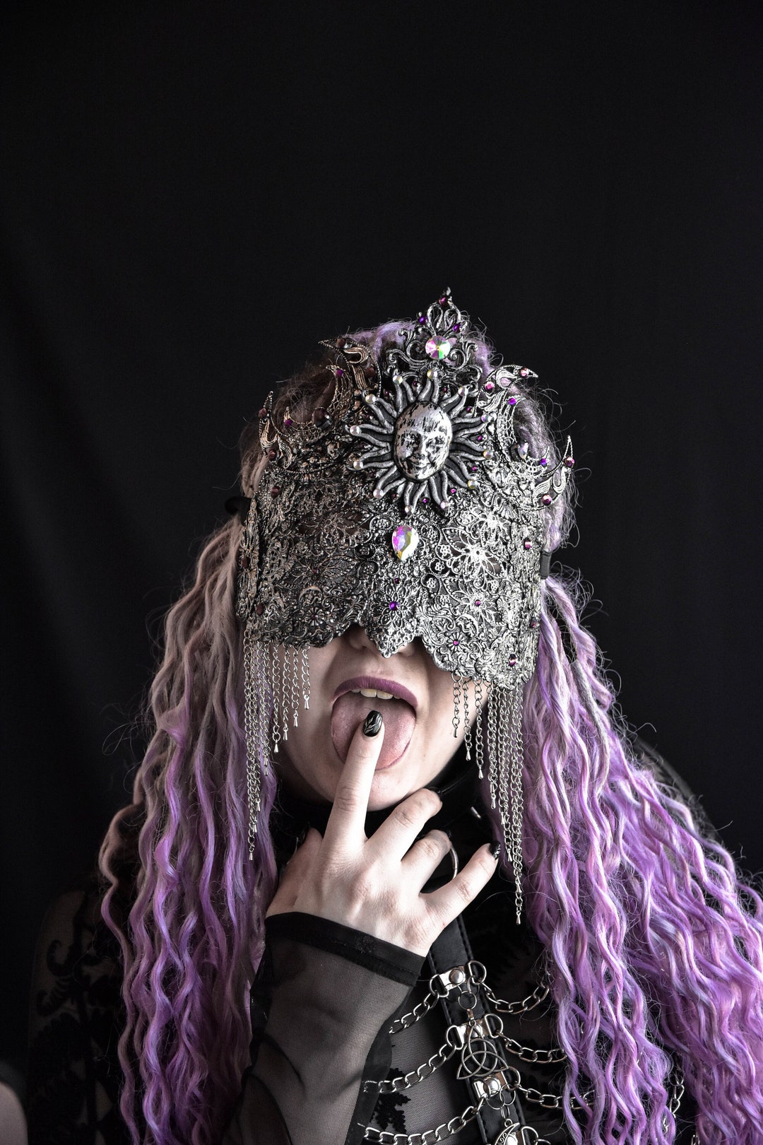 Blind Mask Moon and Sun ,witch Mask, Cosplay Headpiece, Gothic Wedding ...