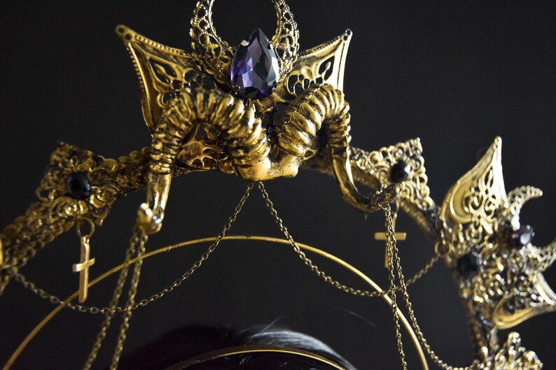 Gothic Crown Horn Headpiece Halloween Costume Moon Halo - Etsy