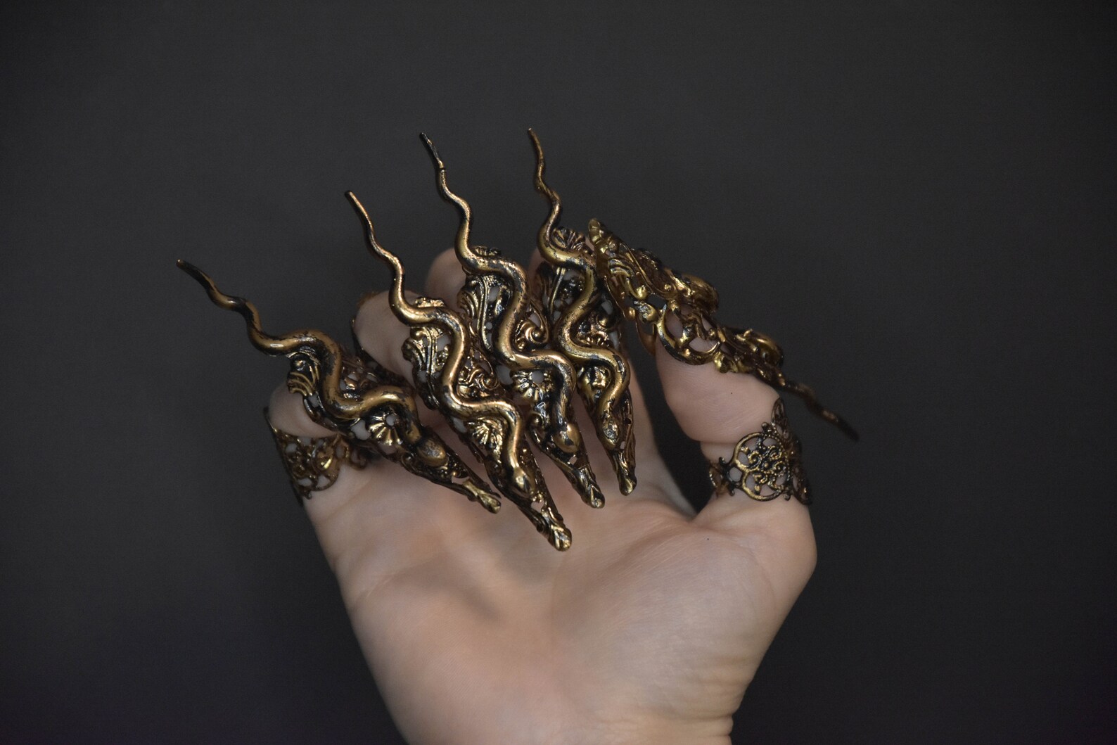 Medusa Hand Armor Snakes Claw Rings Set for One Hand Witch - Etsy