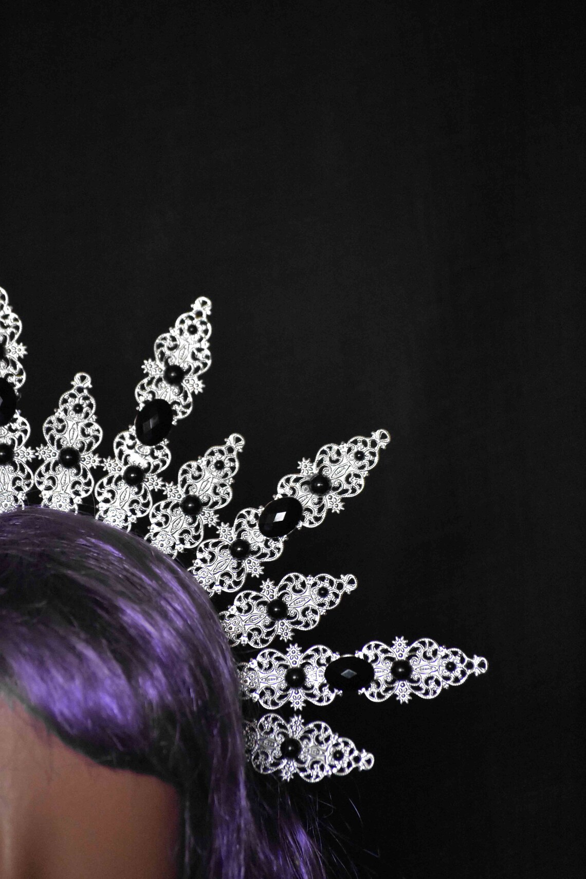 Gothic Crown Tribal Crown Silver Tiara Vampire Headband Belly Dance ...