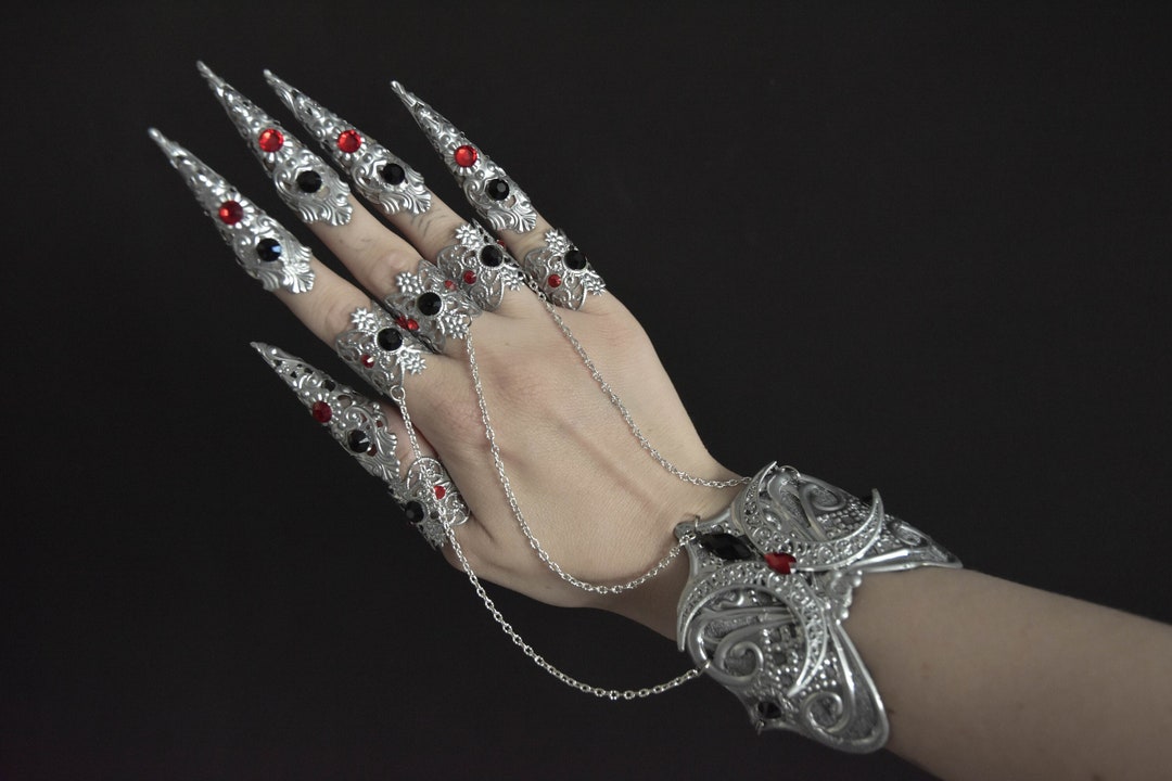 Vampire Hand Armor, Moon Claw Rings Set for One Hand, Witch Pagan ...