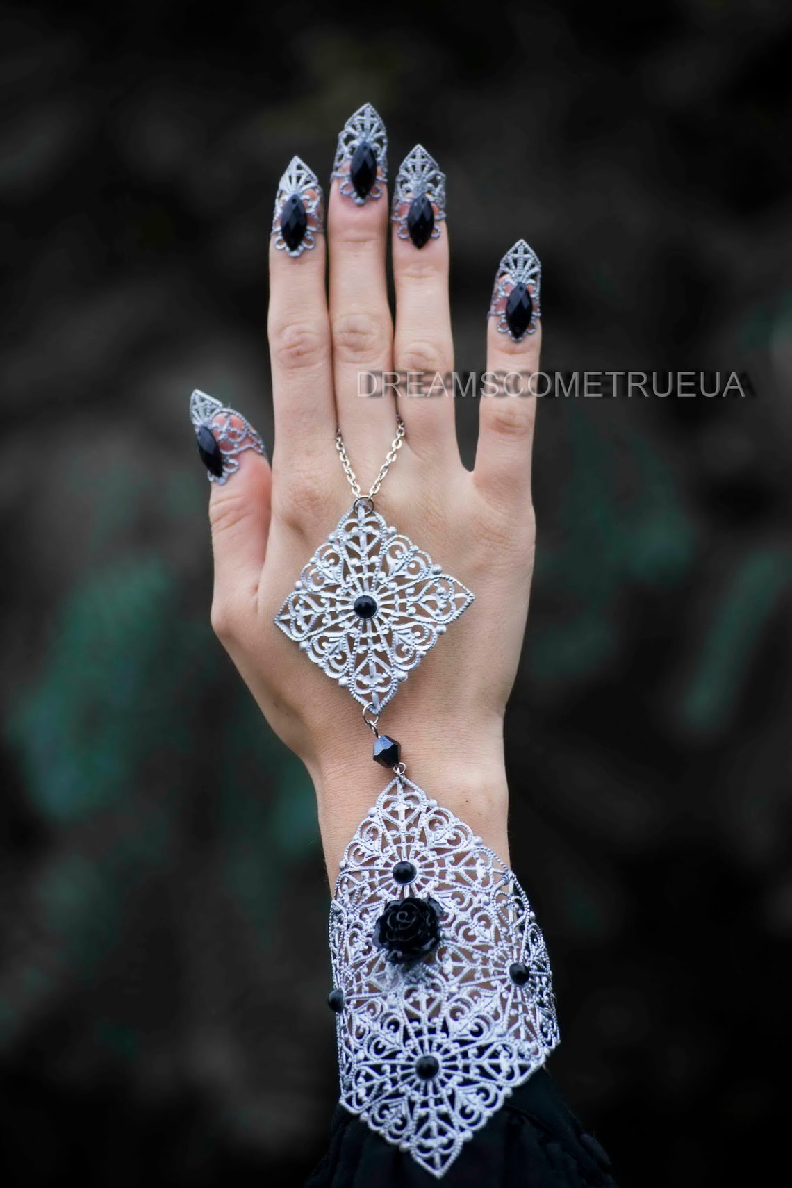 Vampire Bracelete Jewelry Wiccan Set Slave Bracelet Claw Rings Gothic ...
