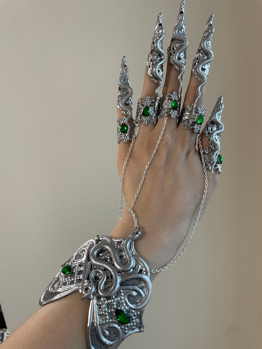 Medusa Hand Armor, Snakes Claw Rings Set for One Hand, Witch Pagan ...