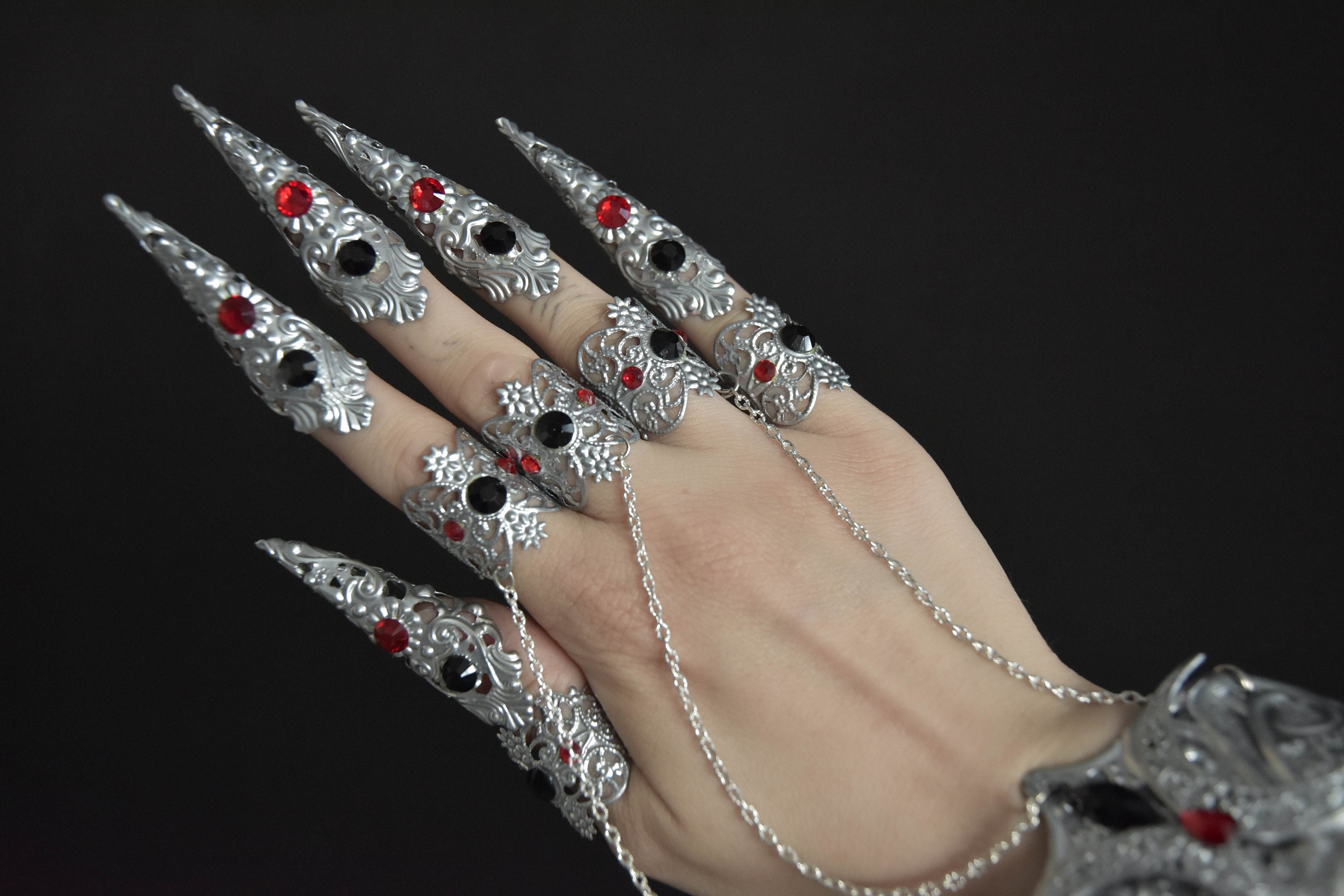 Vampire Hand Armor, Moon Claw Rings Set for One Hand, Witch Pagan ...
