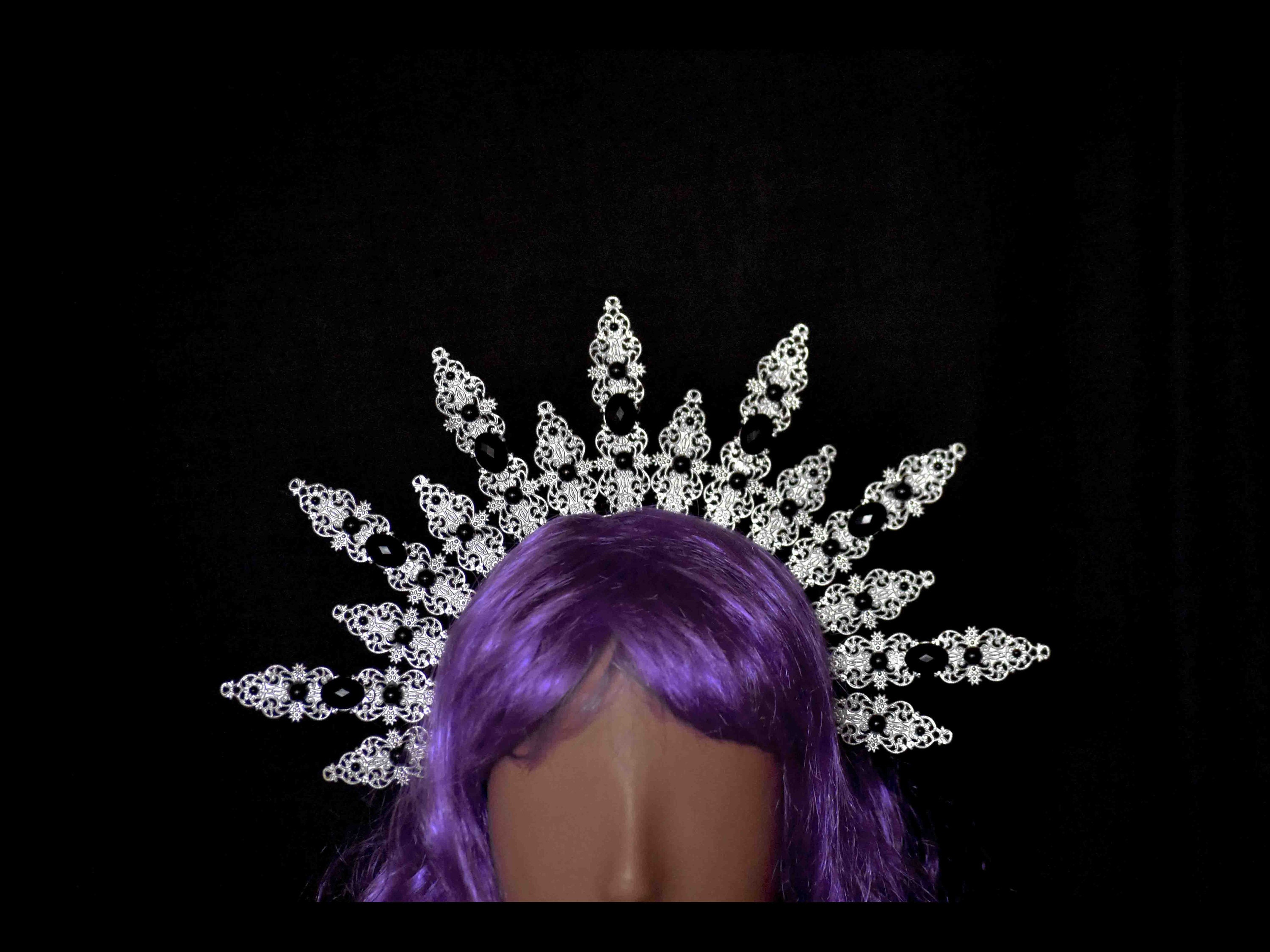 Gothic Crown Tribal Crown Silver Tiara Vampire Headband Belly Dance ...