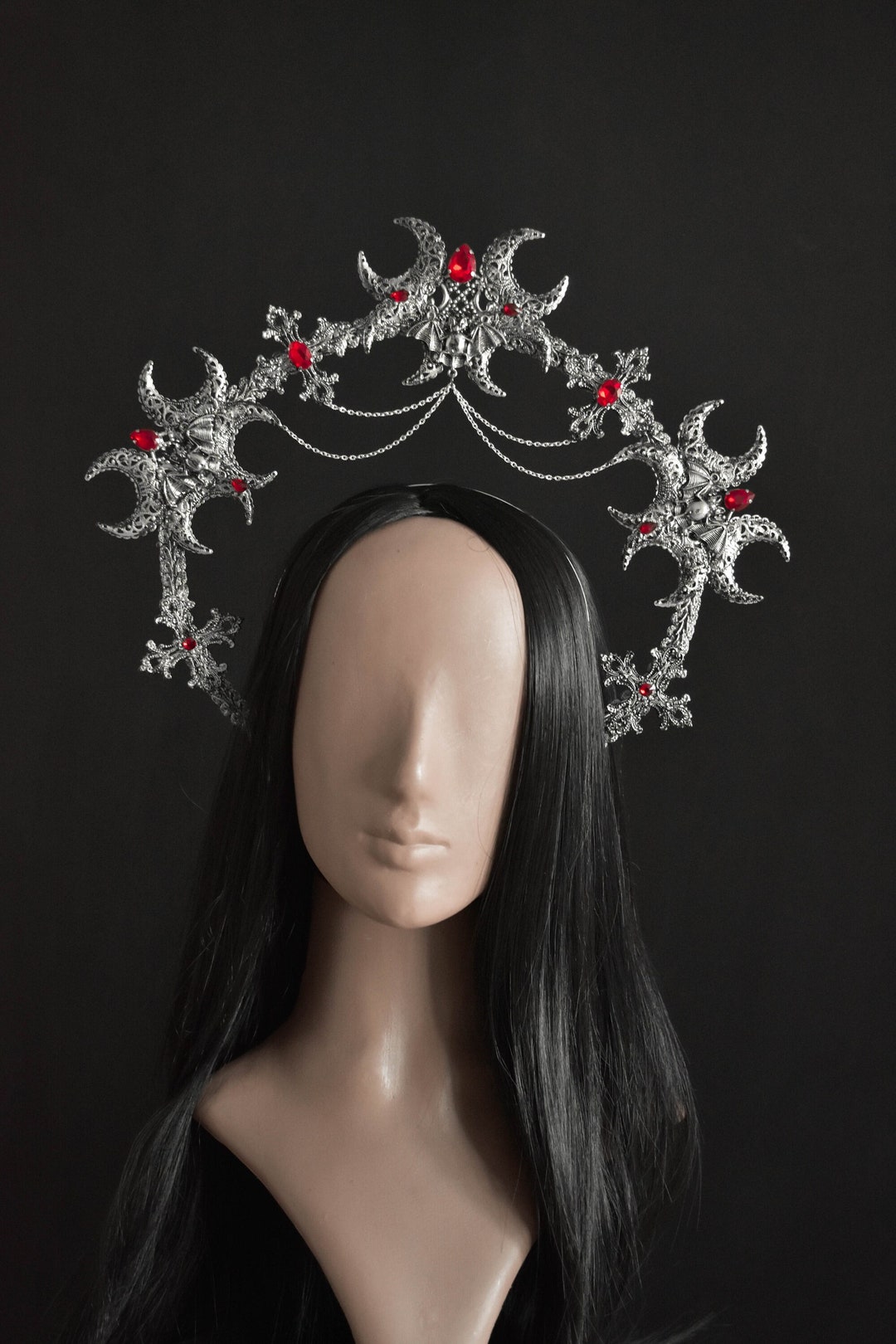 Vampire Crown, Gothic Crown, Witch Pagan Headpiece, Moon Headdress - Etsy