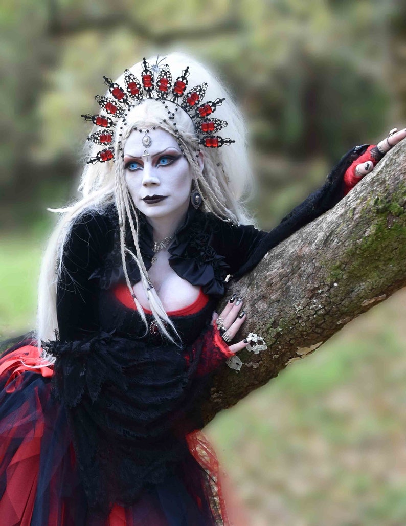 Ready to Ship Vampire Headband Black Crown Gothic Headdress Crystal ...