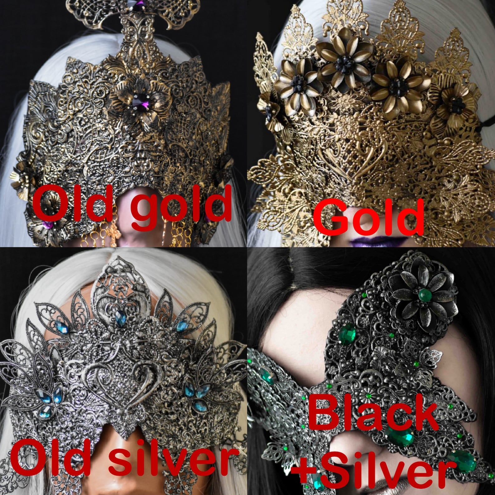 Golden Blind Mask Gothic Mask With Flowers Fantasy Mask - Etsy