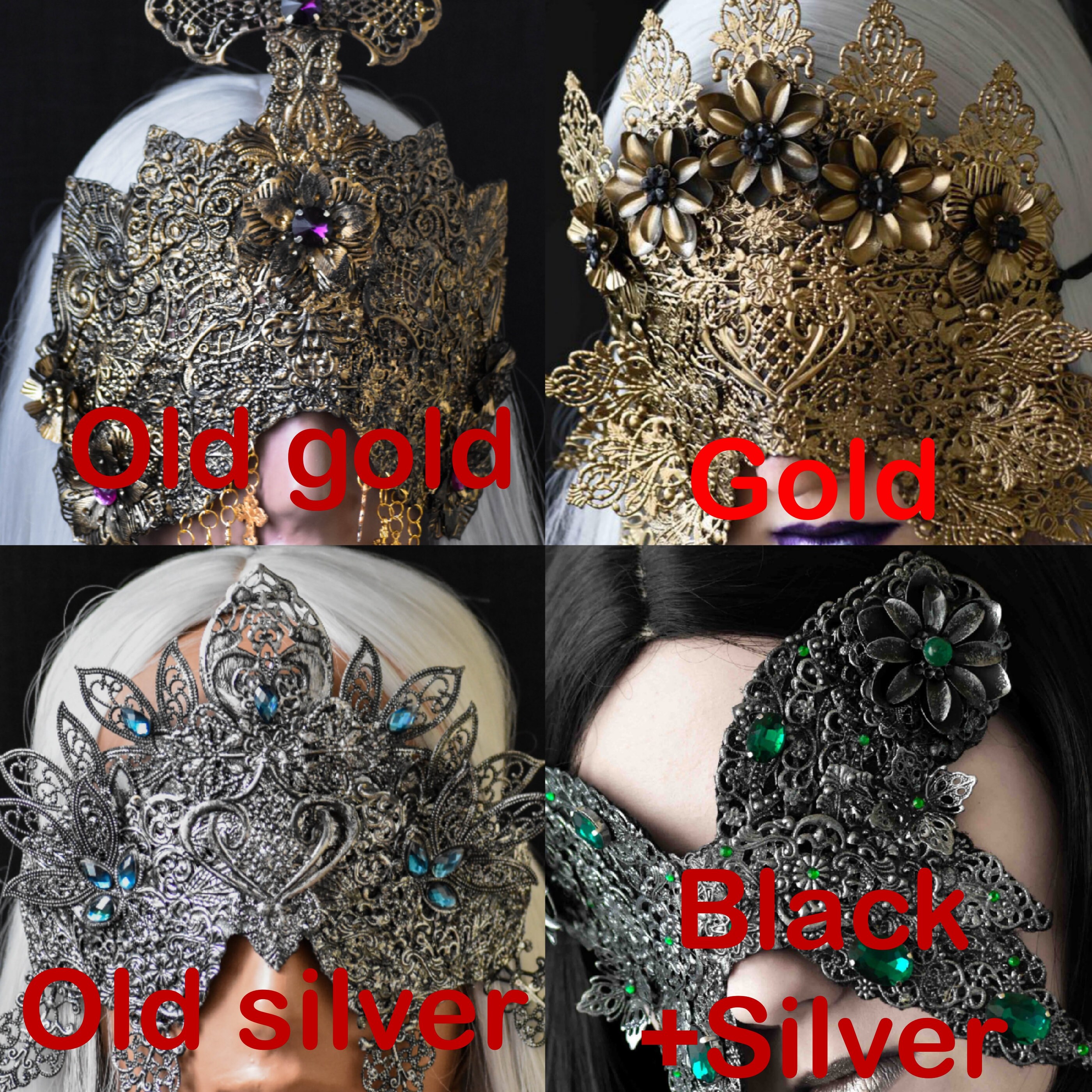 Golden Blind Mask Gothic Mask With Flowers Fantasy Mask - Etsy