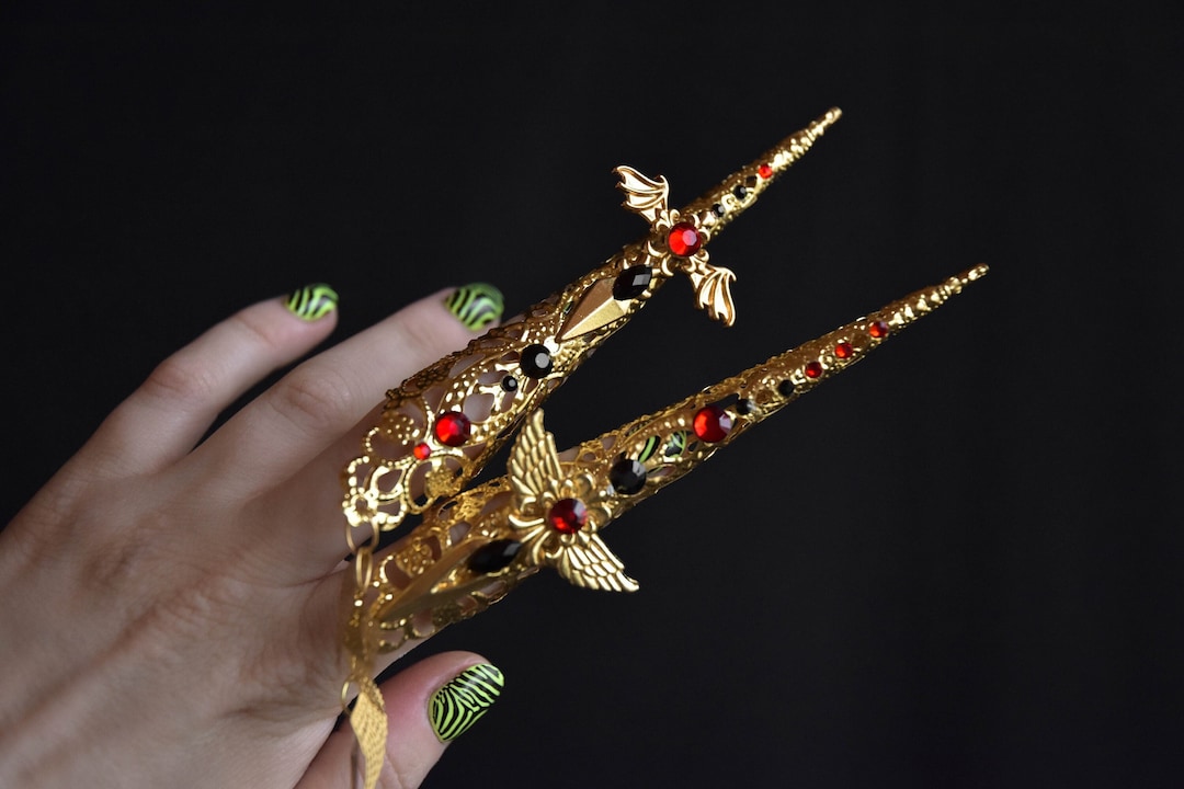 Long Claws for Two Fingers, Vampire Costume Hand Armor, Gothic, Cosplay ...