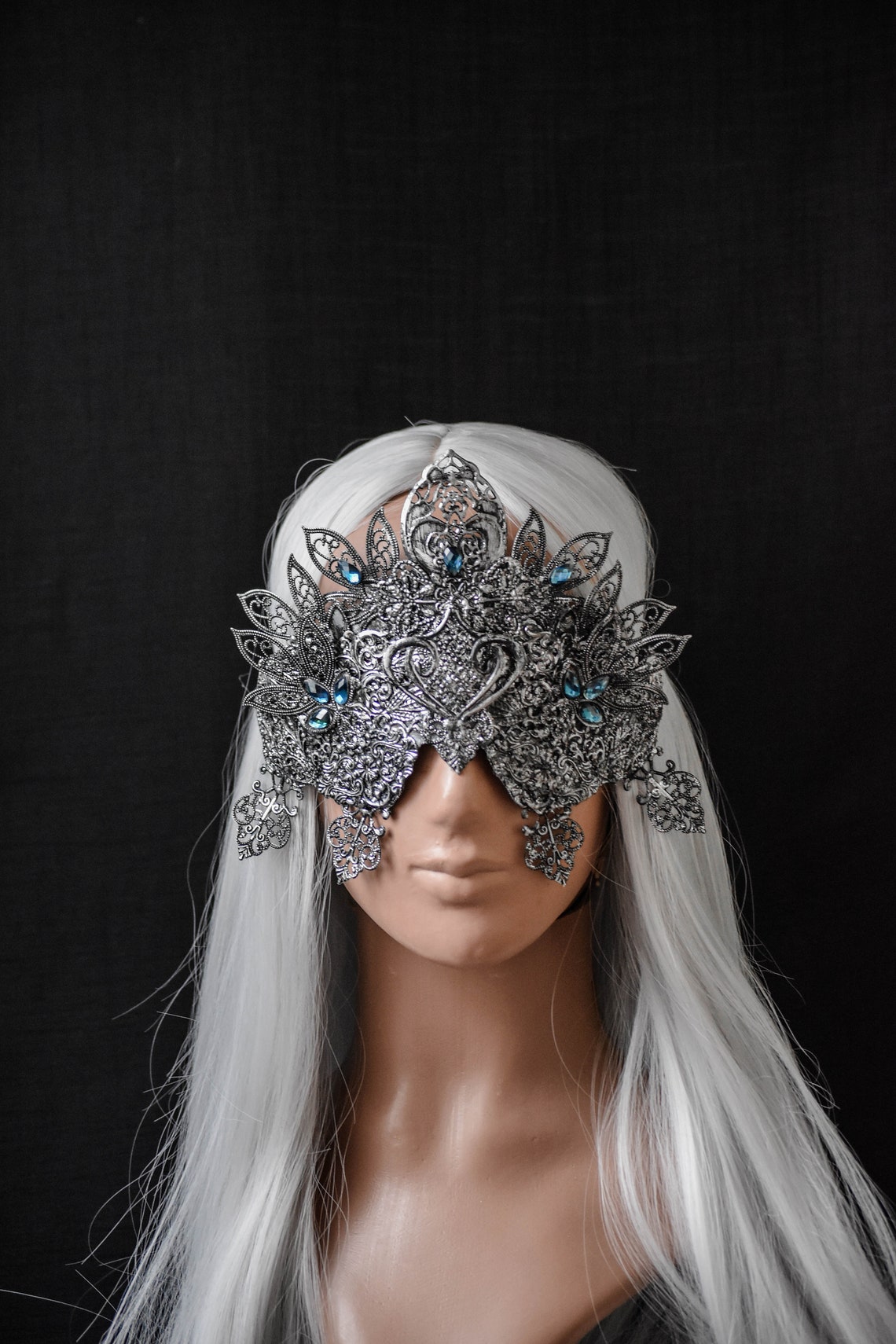 Baroque Blind Mask, Silver Gothic Mask, Fantasy Mask - Etsy