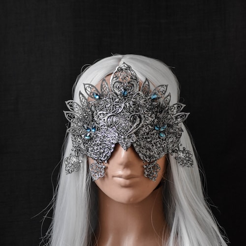 Baroque Blind Mask Silver Gothic Mask Fantasy Mask - Etsy