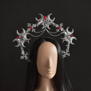 Vampire Crown, Gothic Crown, Witch Pagan Headpiece, Moon Headdress - Etsy