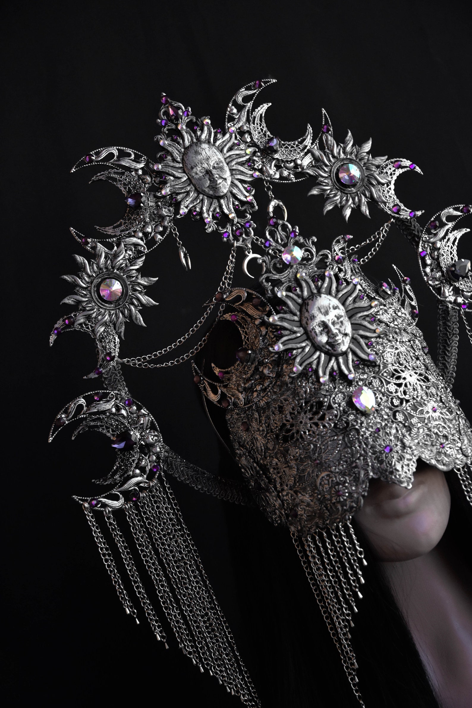 Set of Two Pieces Halo Crown and Blind Mask, Hecate Witch Cosplay ...