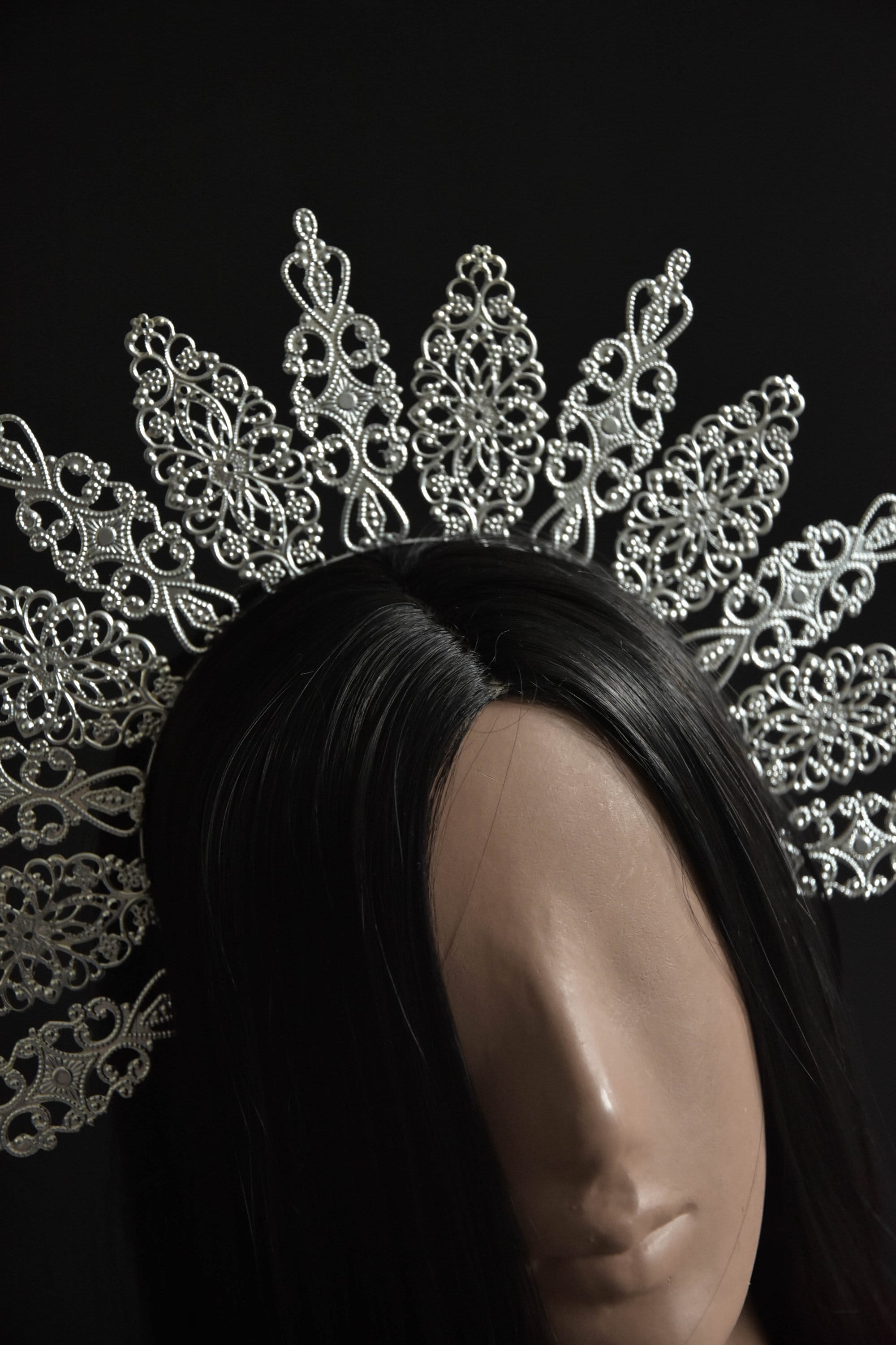 Silver Halo Crown, Boho Wedding Crown, Festival Headpiece, Halo Goddes ...