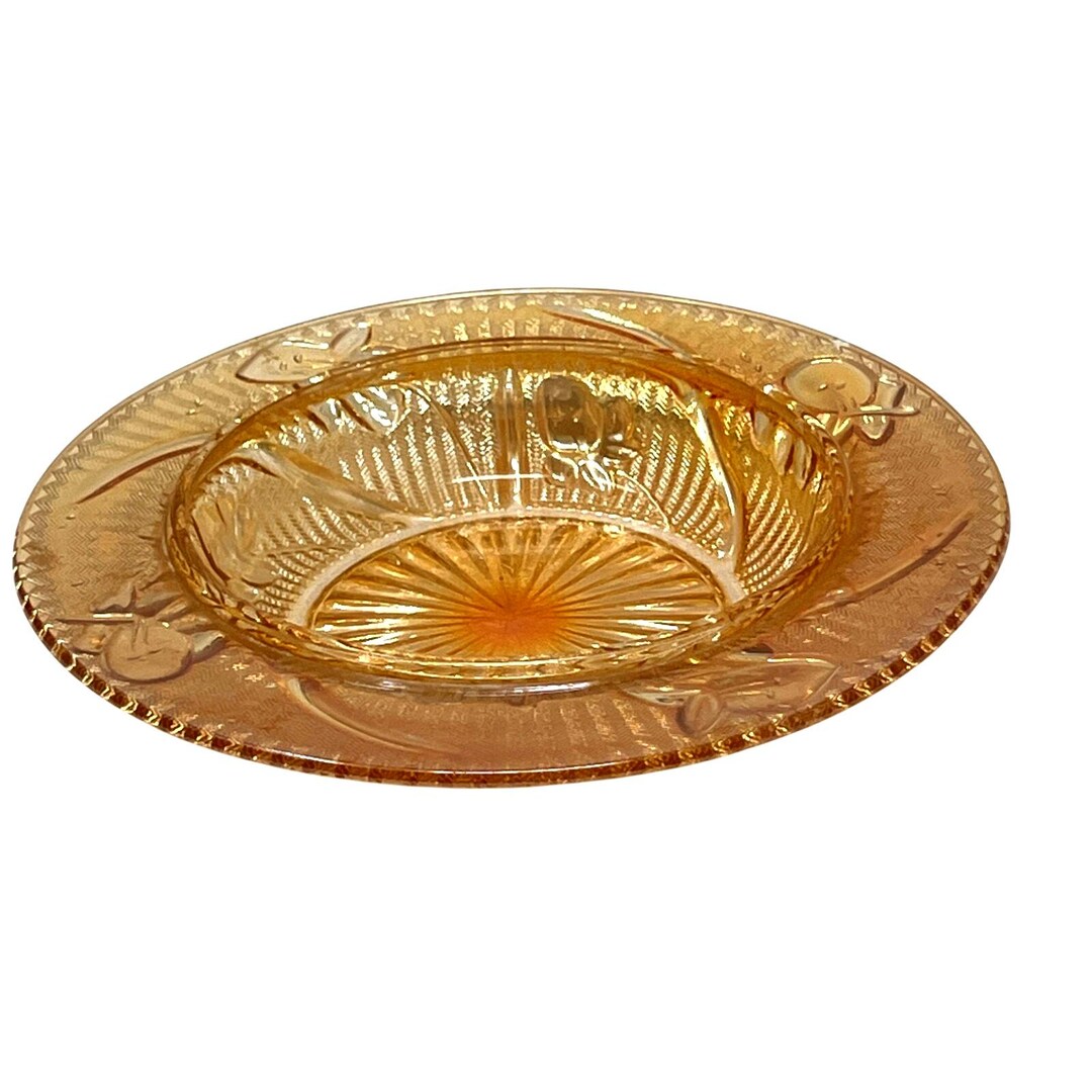 Vintage Iris and Herringbone Marigold Carnival Glass Butter Dish Base 5 ...