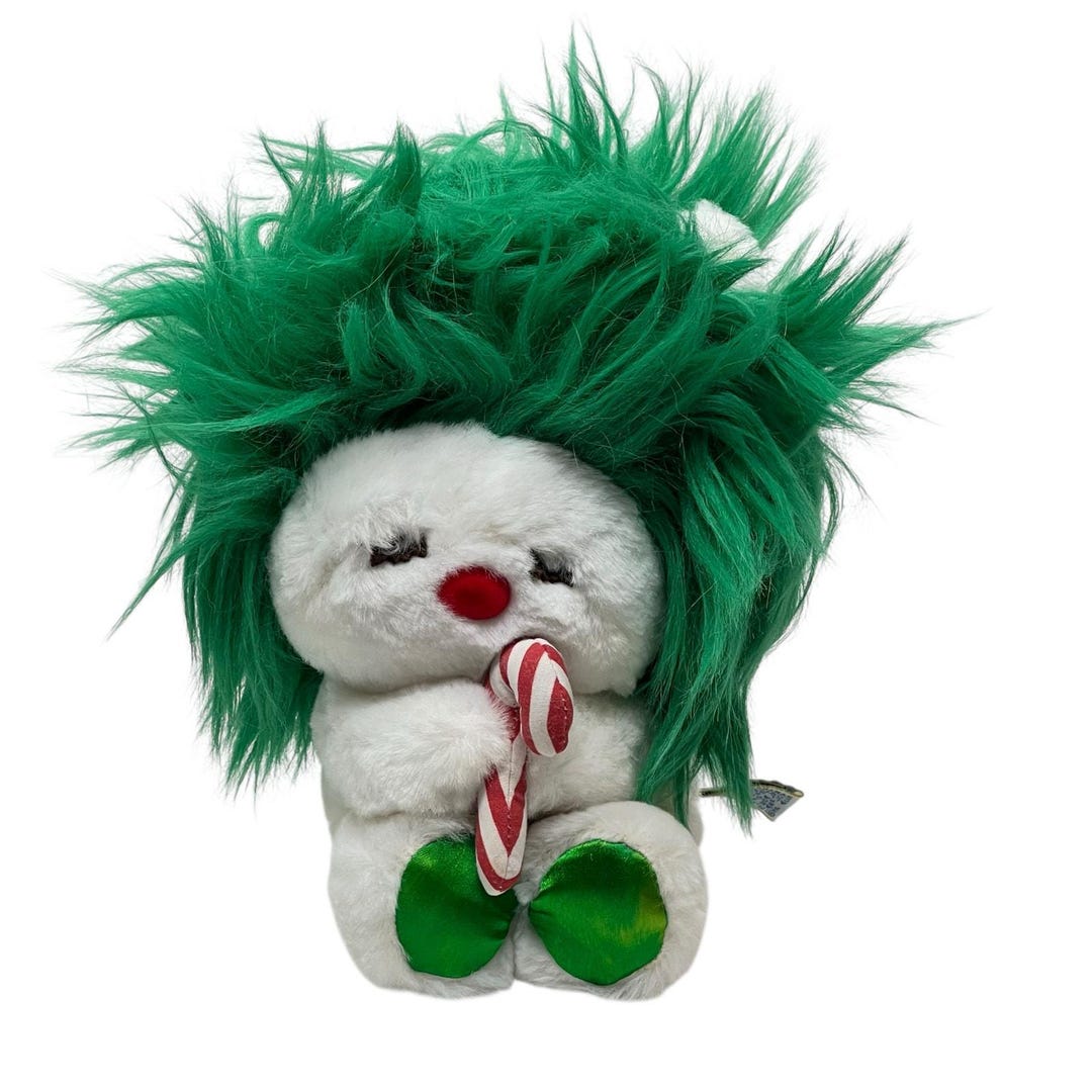 Vintage 1984 Dakin Frou Frou Plush - White With Green Hair - Candy Cane ...