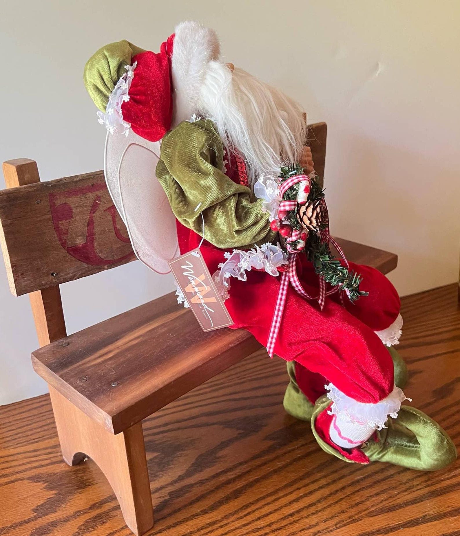 Rare Winward Santa W/wings Holding Gingerbread Boy and Wreath Bench Not ...