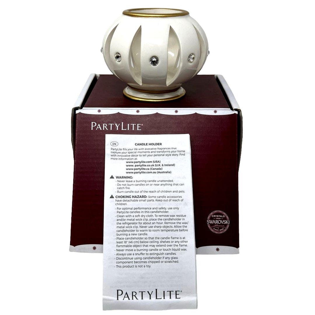 Partylite OPULENT TEALIGHT HOLDER With Swarovski Crystals 4" X 2.75 ...