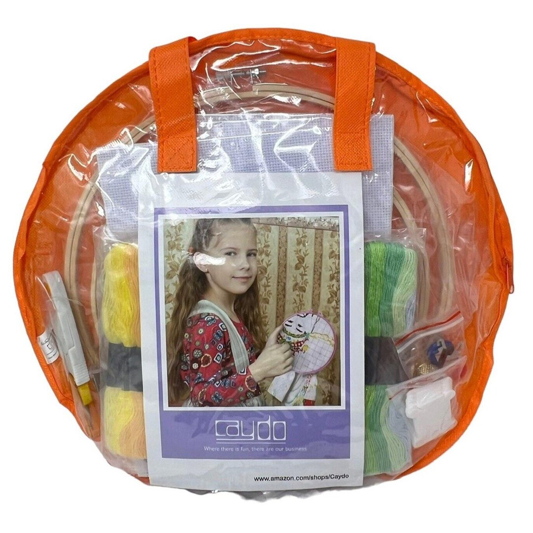 Caydo Embroidery / Counted Cross Stitch Starter Kit Hoops Tools Floss ...