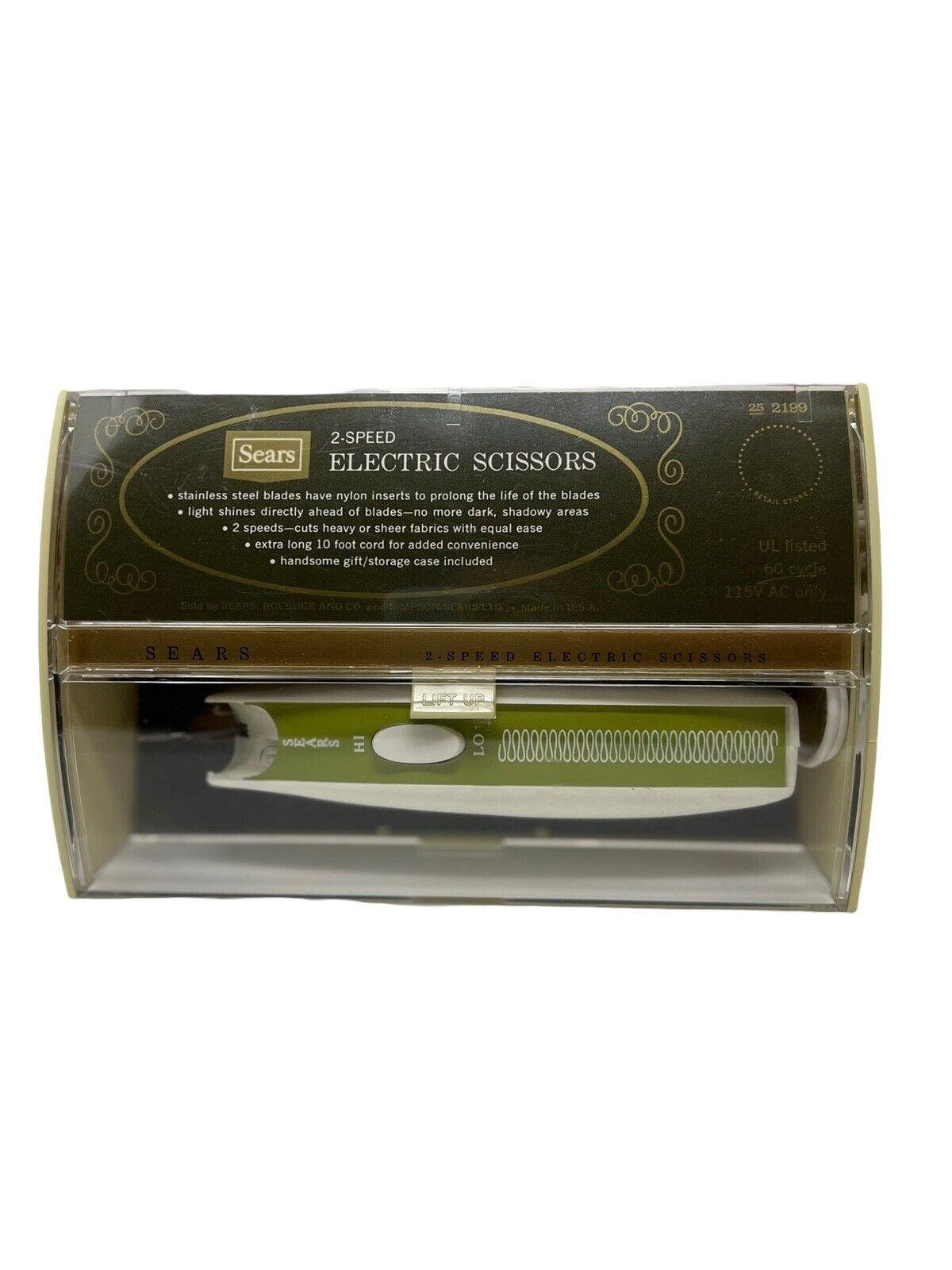 Vintage Sears 2 Speed Electric Scissors - Fabric Cutter 10ft Cord Case ...