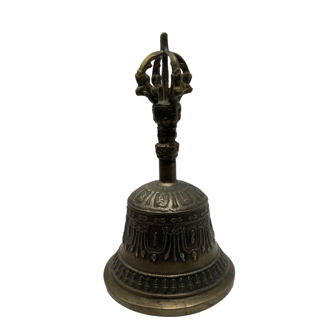 Thomann Vintage Buddhist Tibetan Brass Ritual Temple Hand Bell patina 6 ...