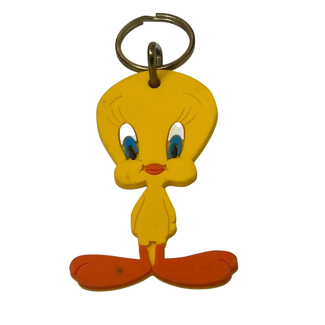 Vintage Warner Bros Tweety Bird Yellow Rubber Key Ring – 90s Cartoon ...