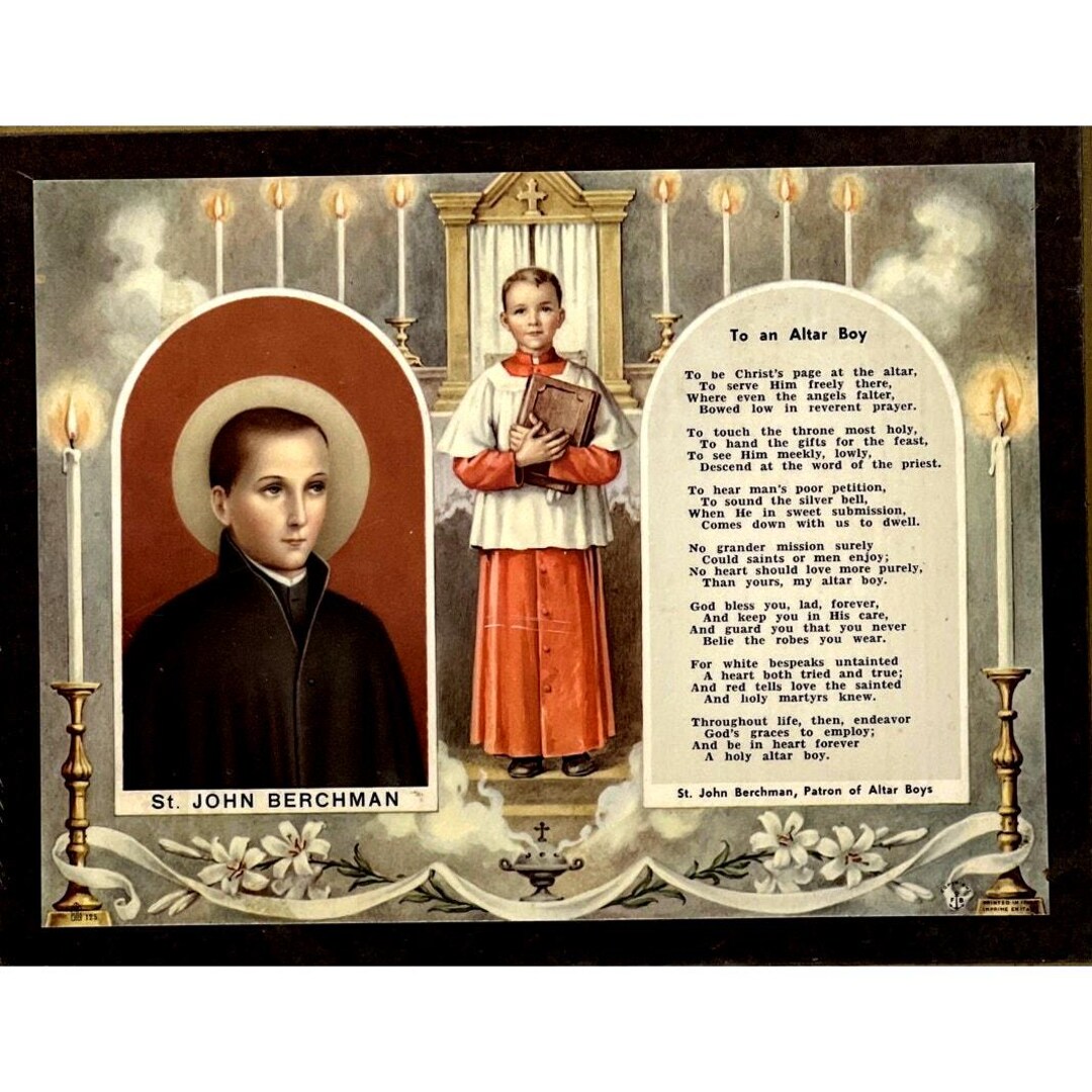 Vintage St. John Berchman Patron of Altar Boys Catholic Altar Boy ...