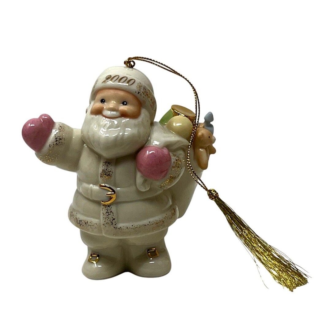 Lenox Santa and Toys 2000 Ornament White and Gold Ceramic With Gold ...